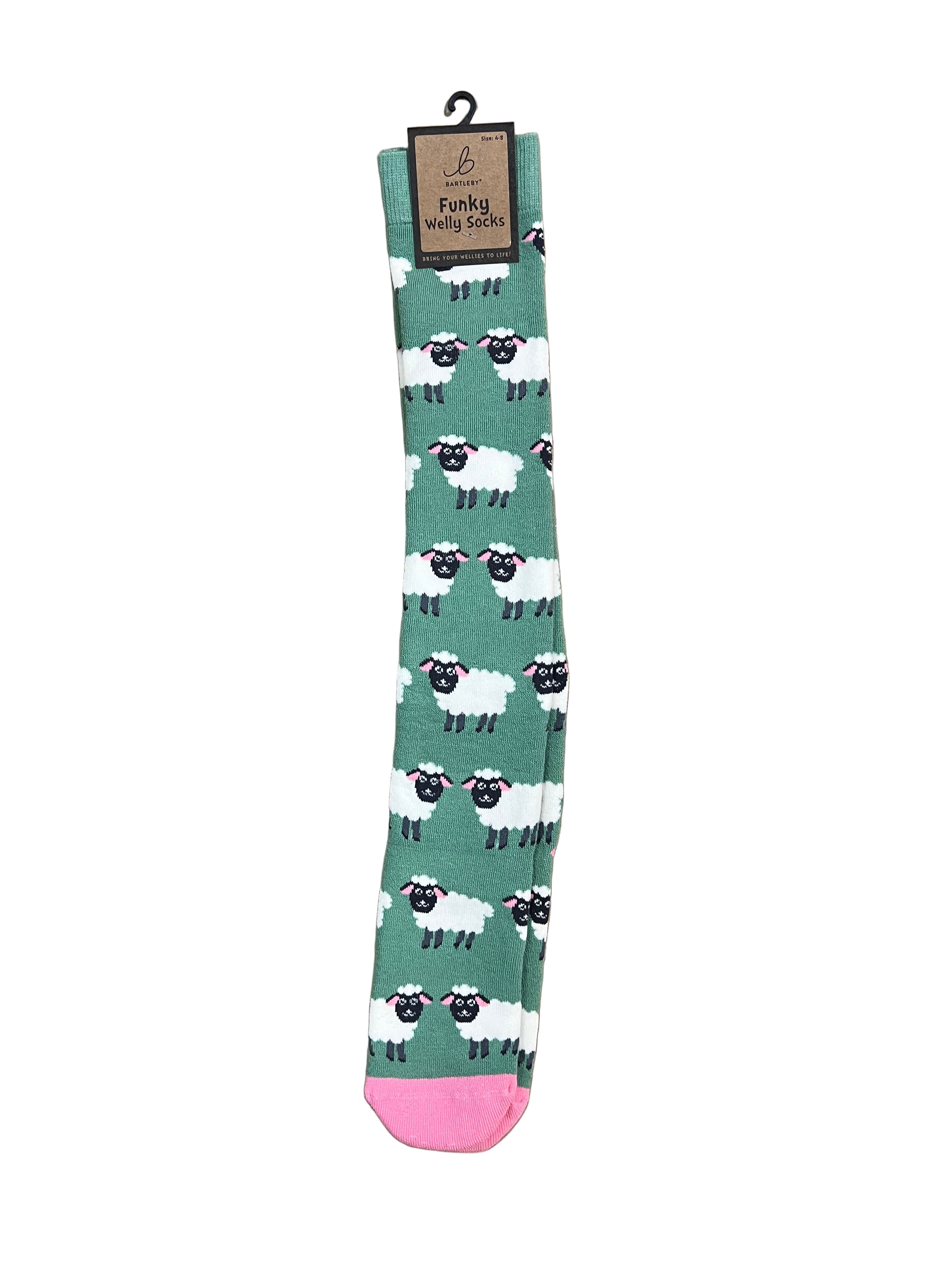 Women’s Sheep Welly Socks Green | UK 4–8 | Funky Outdoor Gift – W.E ...